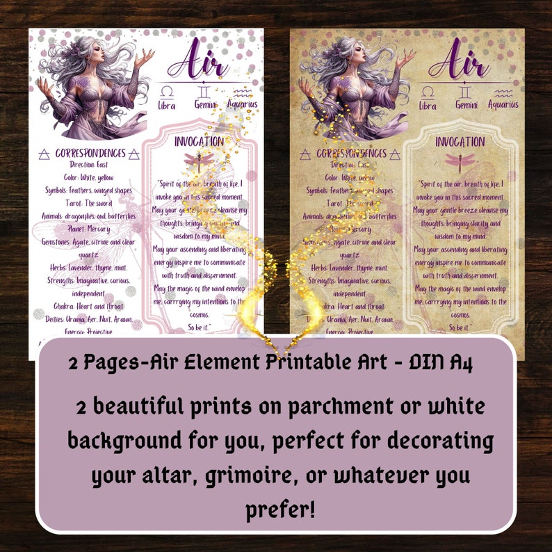 Air Element Printable, Four Elements Wall Art, Book of Shadows Art ...