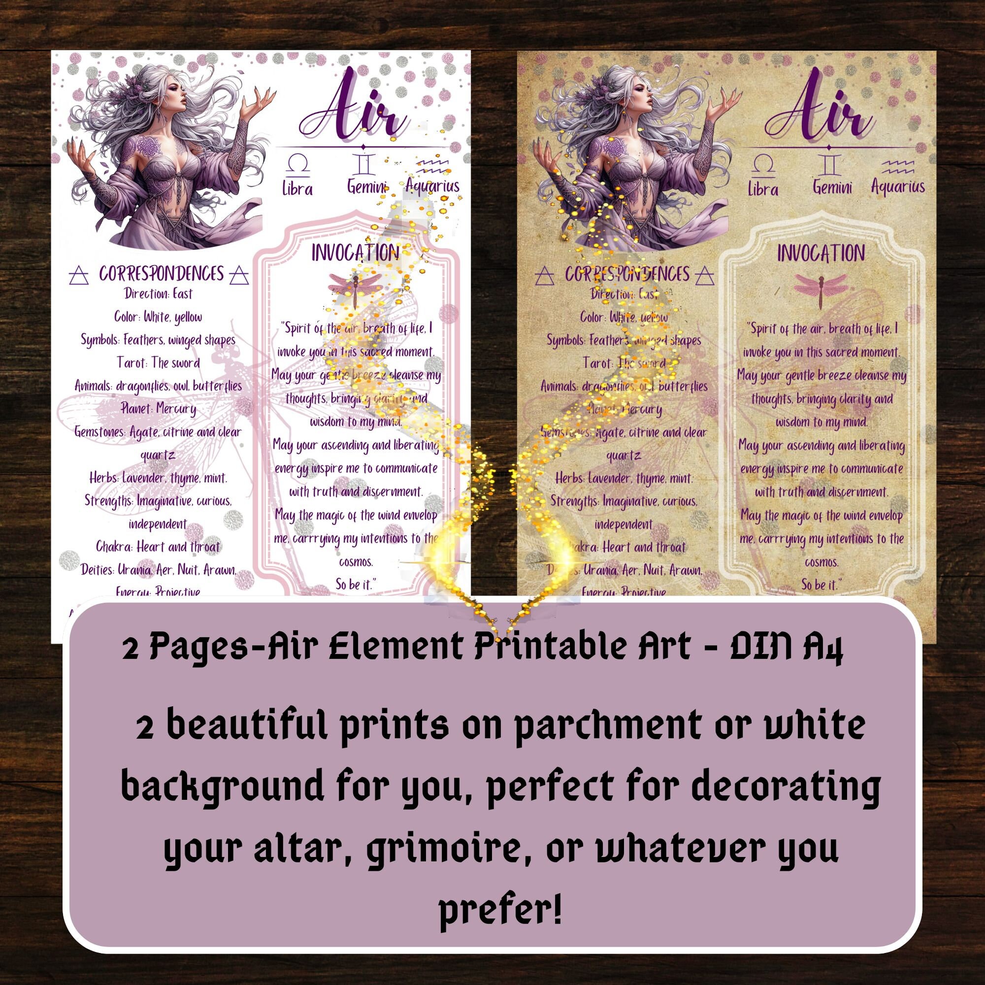 Air Element Printable, Four Elements Wall Art, Book of Shadows Art ...