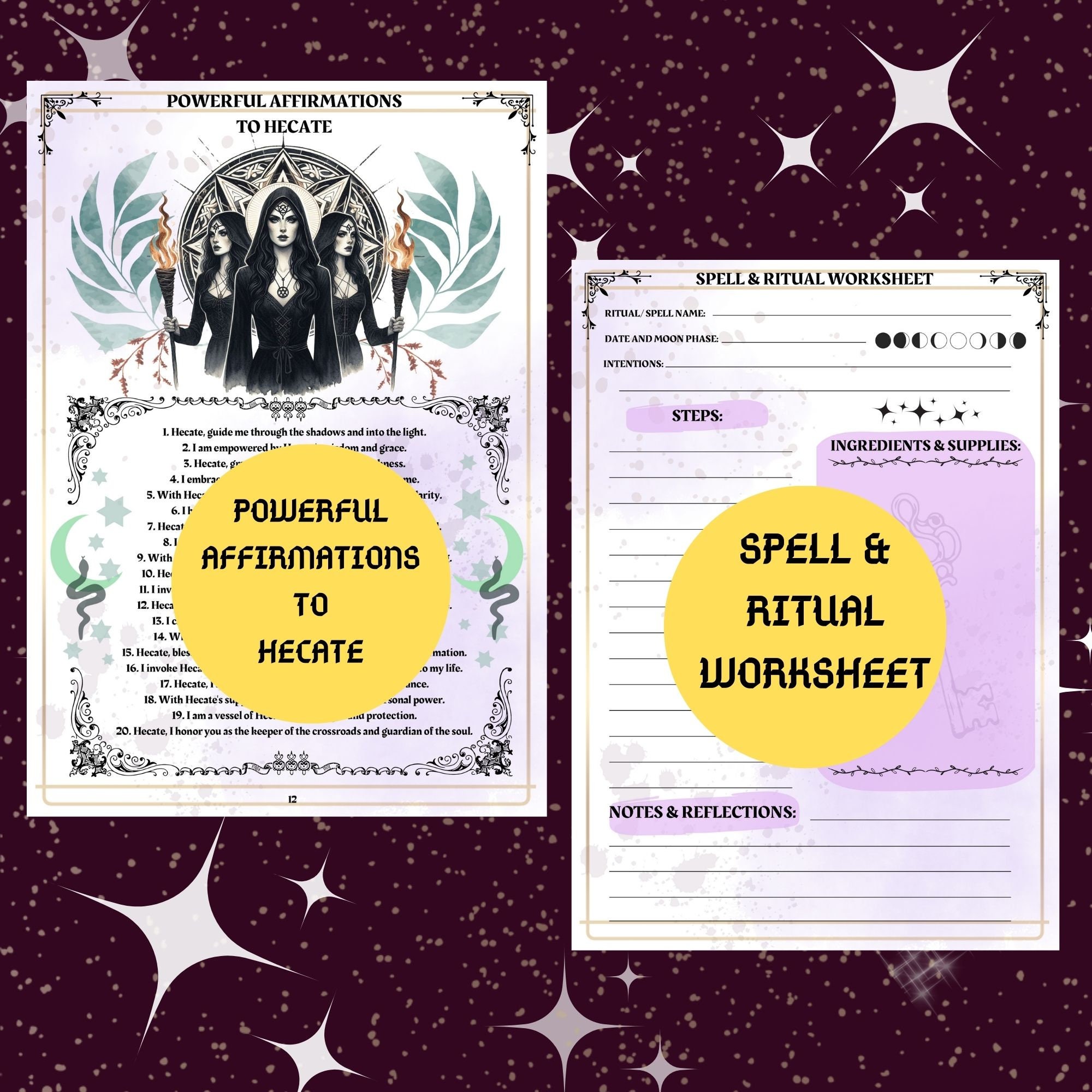 Hecate Goddess Digital Printable Grimoire, Magic Correspondences, My First Grimoire, Moon ...