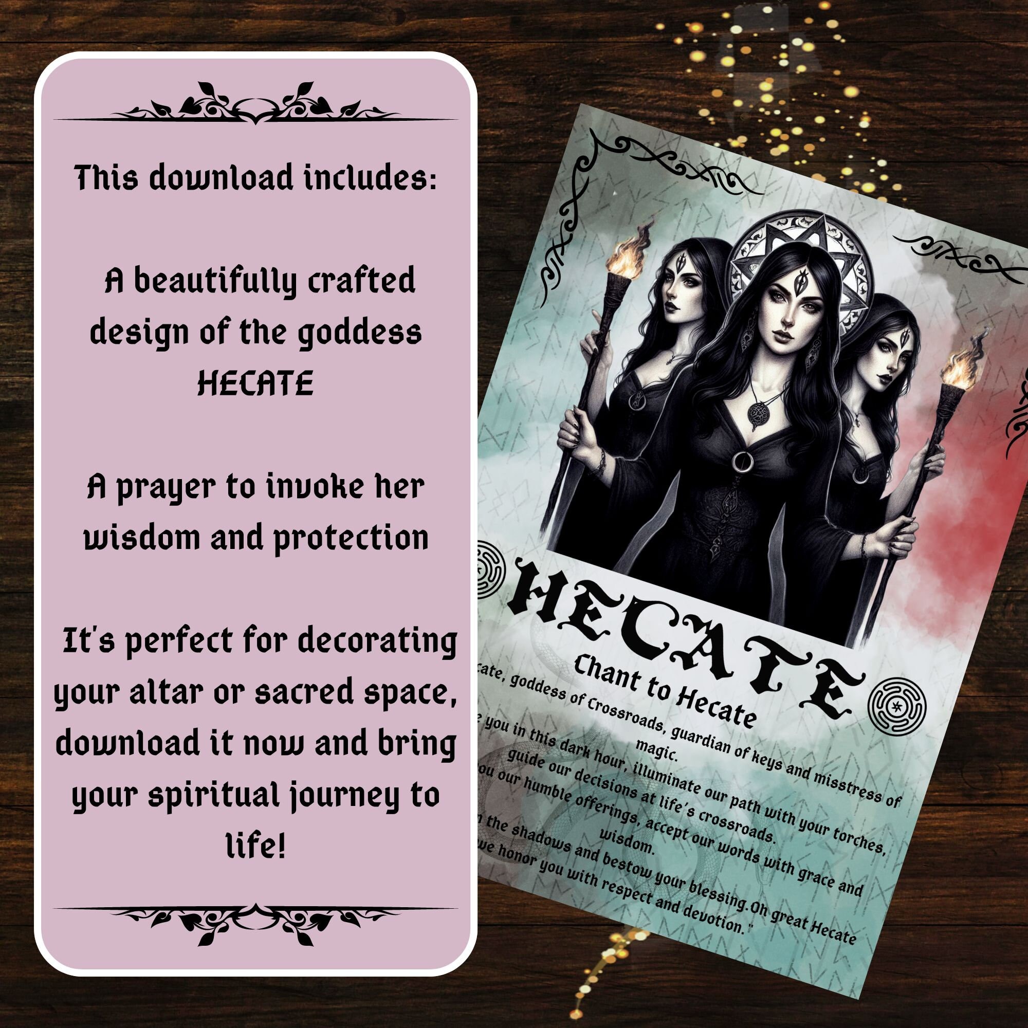 Hecate Goddess Printable, Triple Goddess Art, Sacred Space Decor, Pagan ...