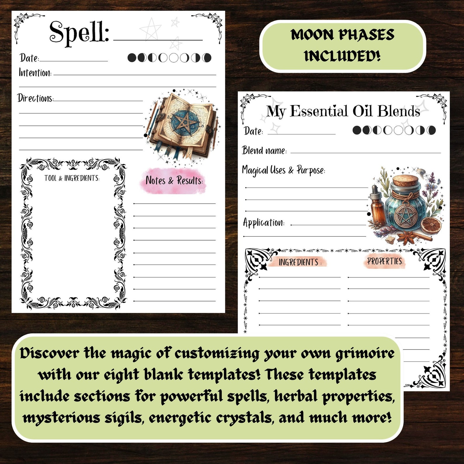 Grimoire Page Templates, Digital Spellbook, Witch Kit for Beginners ...