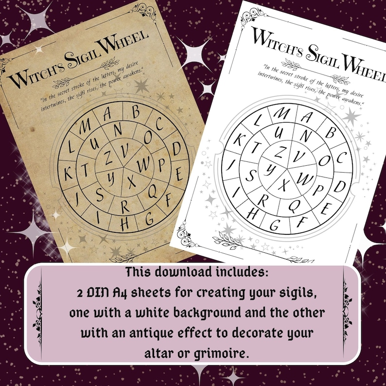 Witch Sigil Wheel, Sigil Magic and Worksheet, Printable Grimoire Pages ...