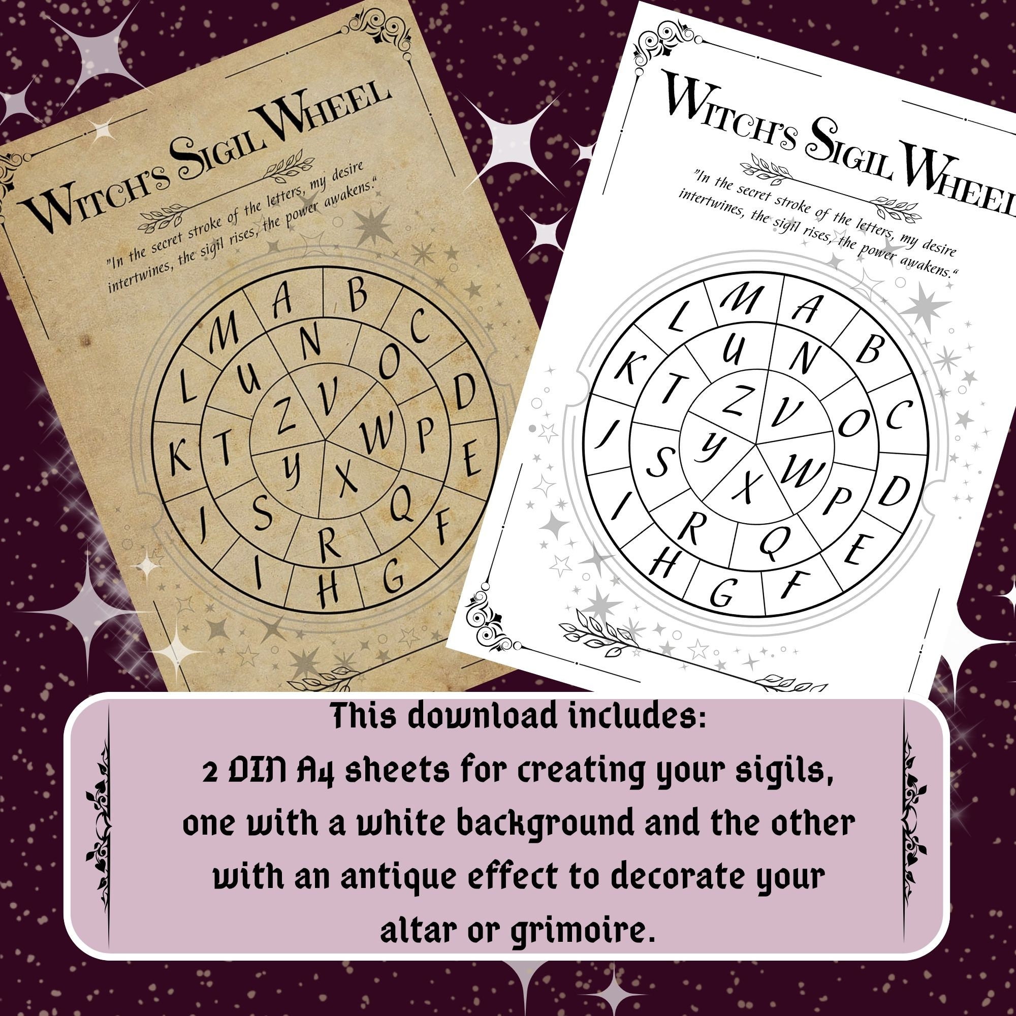 Witch Sigil Wheel, Sigil Magic and Worksheet, Printable Grimoire Pages ...