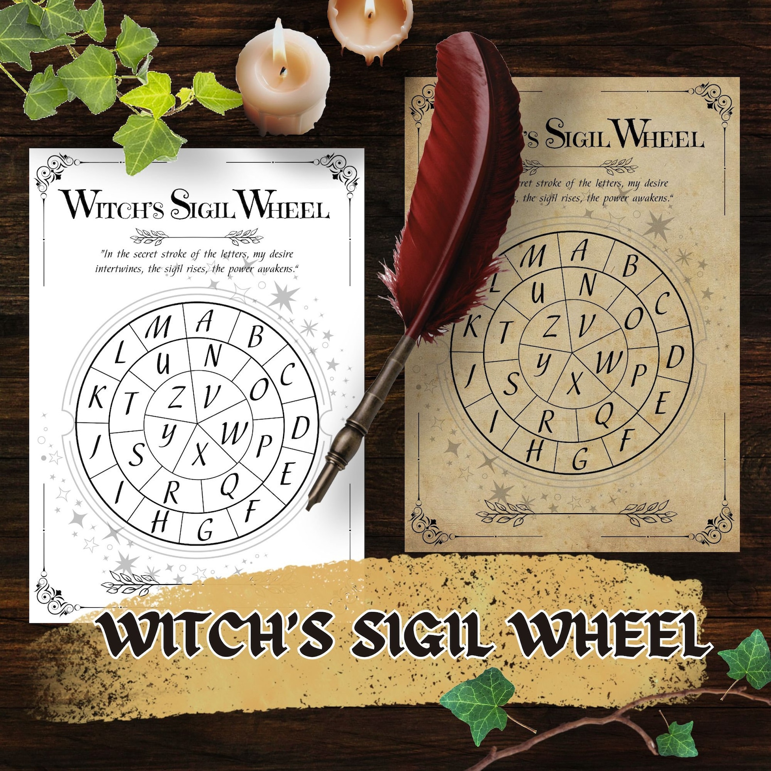 Witch Sigil Wheel, Sigil Magic and Worksheet, Printable Grimoire Pages ...
