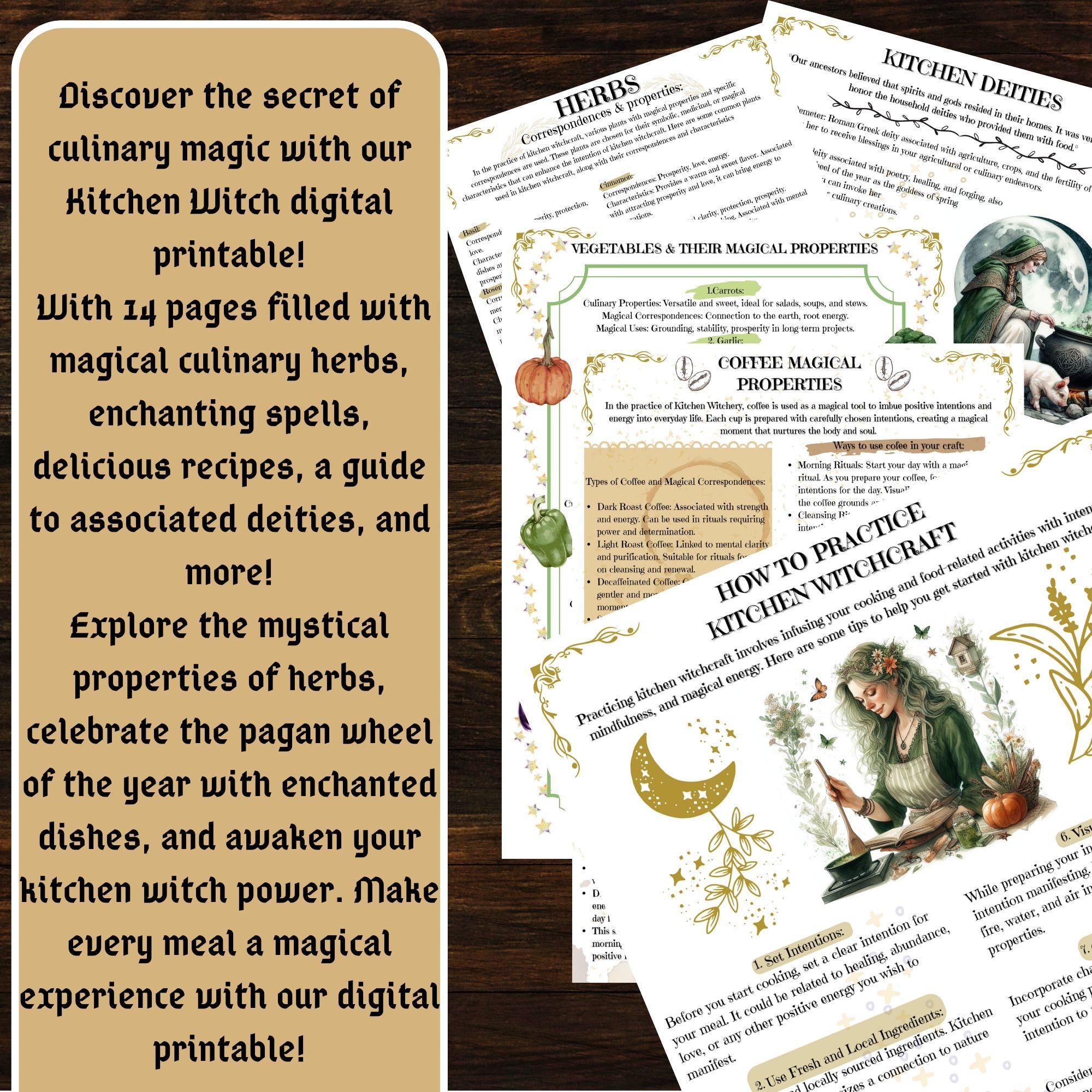Kitchen Witch Printable Guide, Culinary Witchcraft Spell, Grimoire Page ...