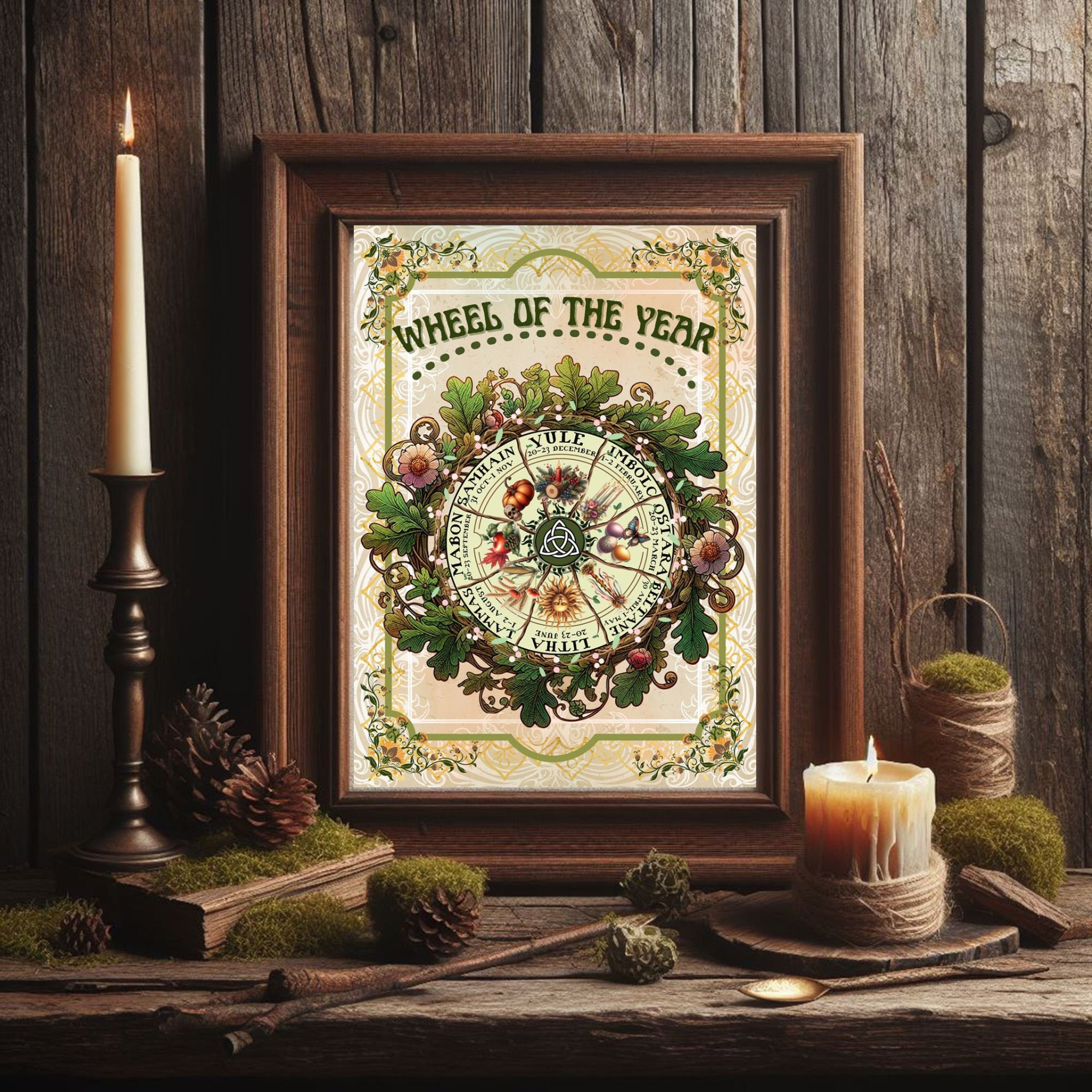Wheel of the Year Digital Printable, Seasonal Wheel Art, Pagan Witch ...