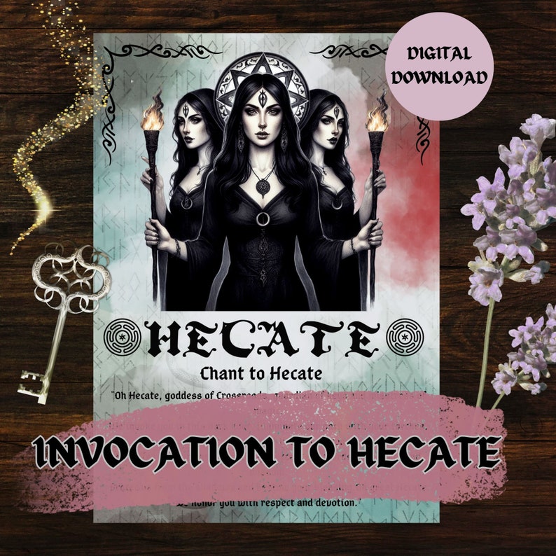 Hecate Goddess Printable, Triple Goddess Art, Sacred Space Decor, Pagan ...