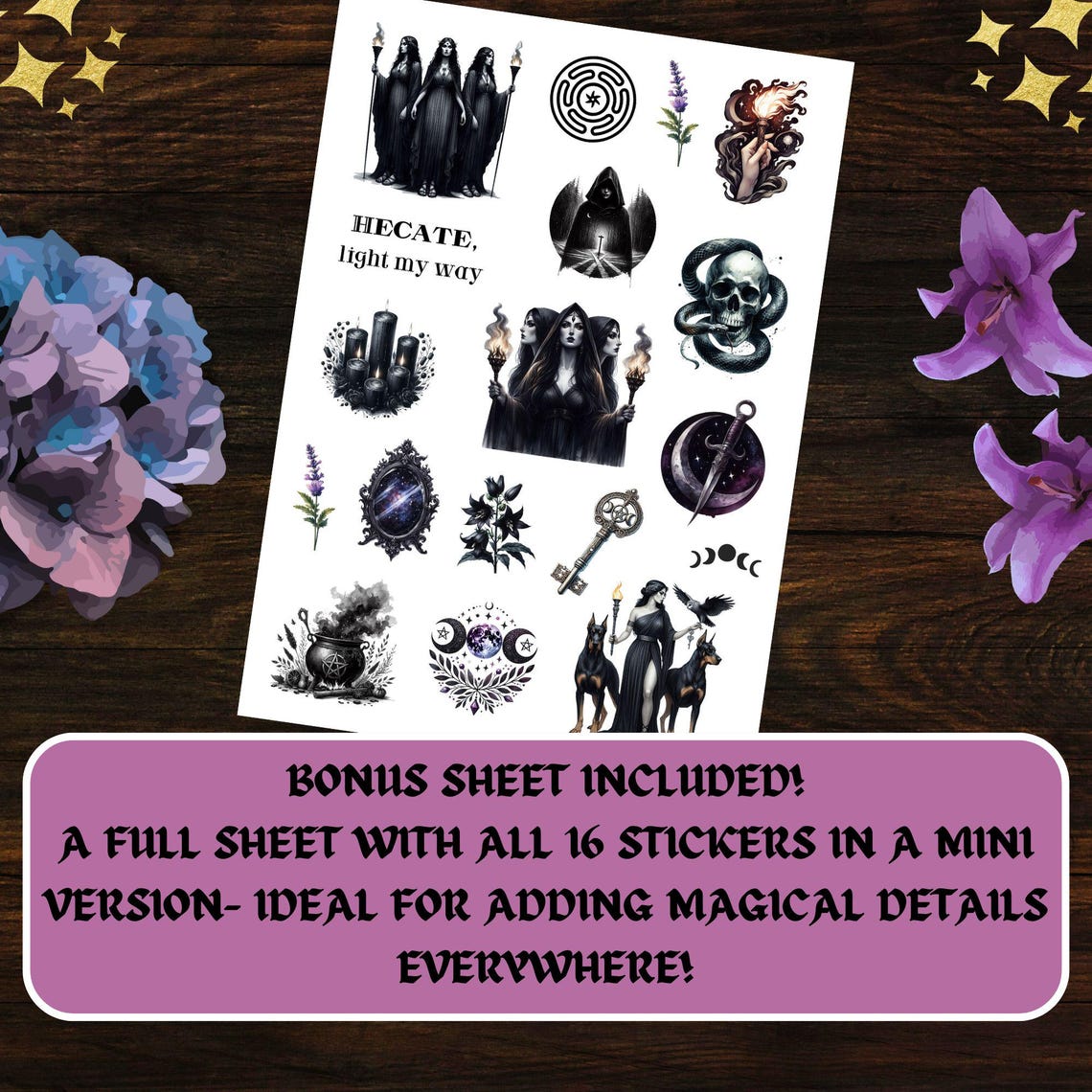 Hecate Goddess of Witchcraft Stickers Printable, Wiccan Pagan Grimoire ...