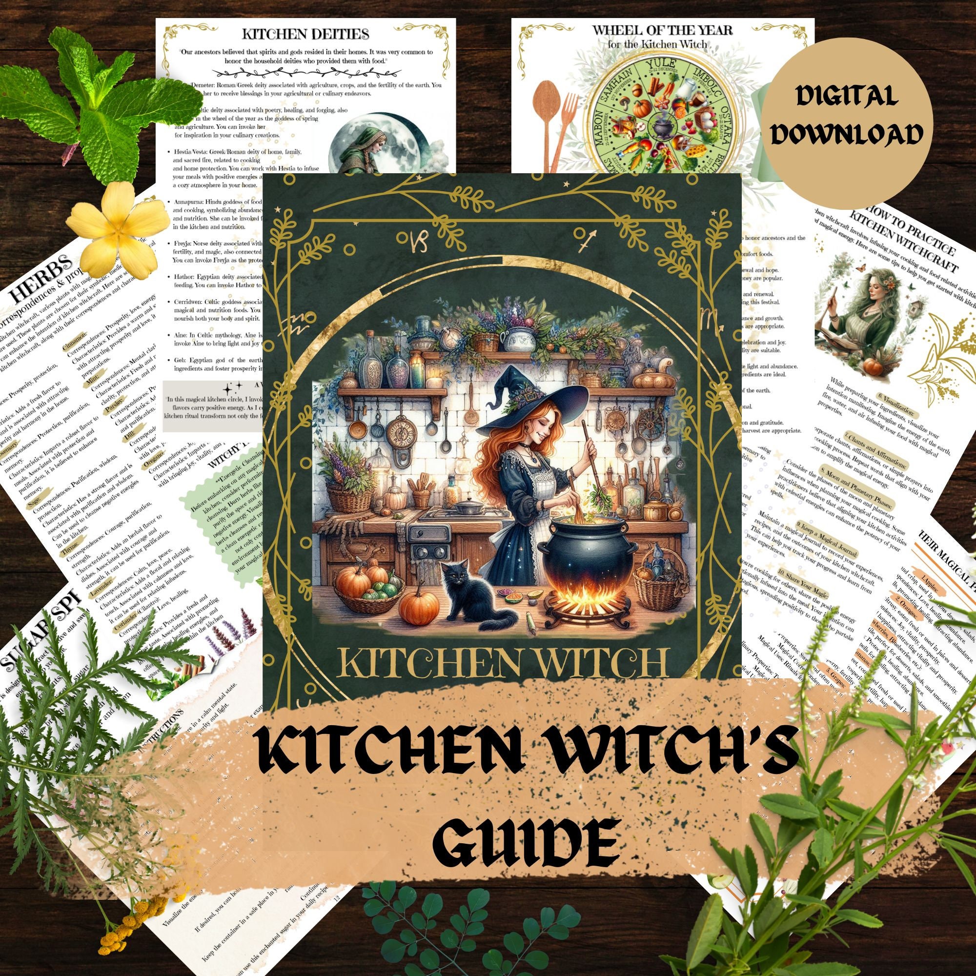 Kitchen Witch Printable Guide, Culinary Witchcraft Spell, Grimoire Page ...