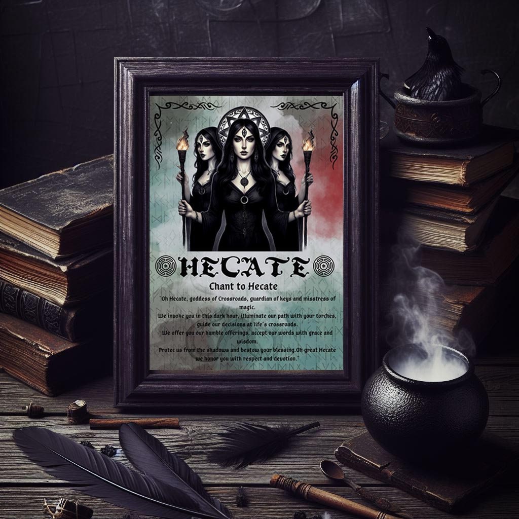 Hecate Goddess Printable, Triple Goddess Art, Sacred Space Decor, Pagan ...