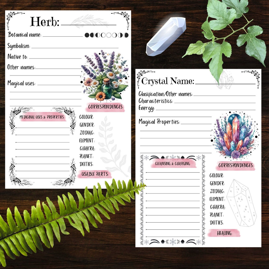 Grimoire Page Templates, Digital Spellbook, Witch Kit for Beginners ...