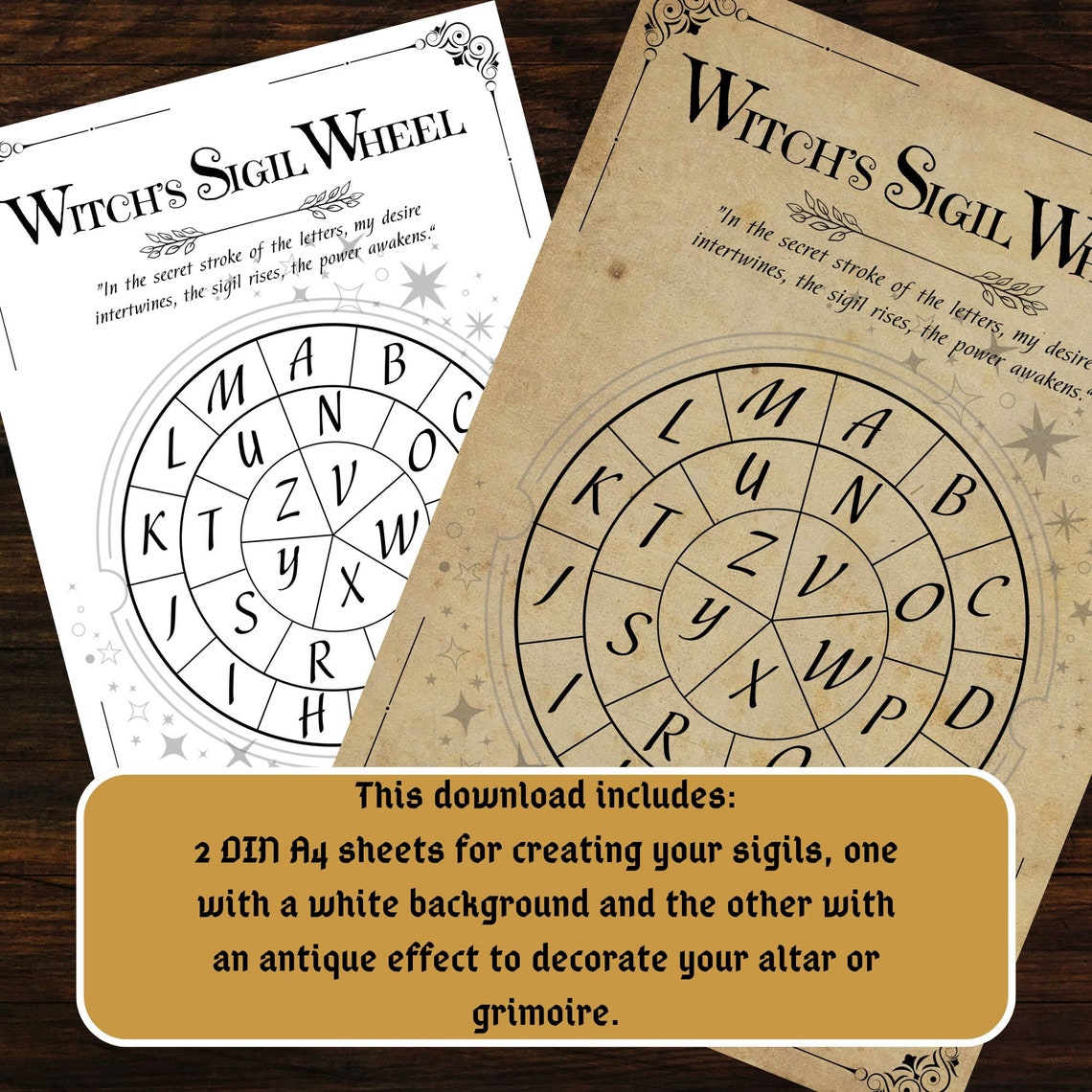 Witch Sigil Wheel, Sigil Magic and Worksheet, Printable Grimoire Pages ...