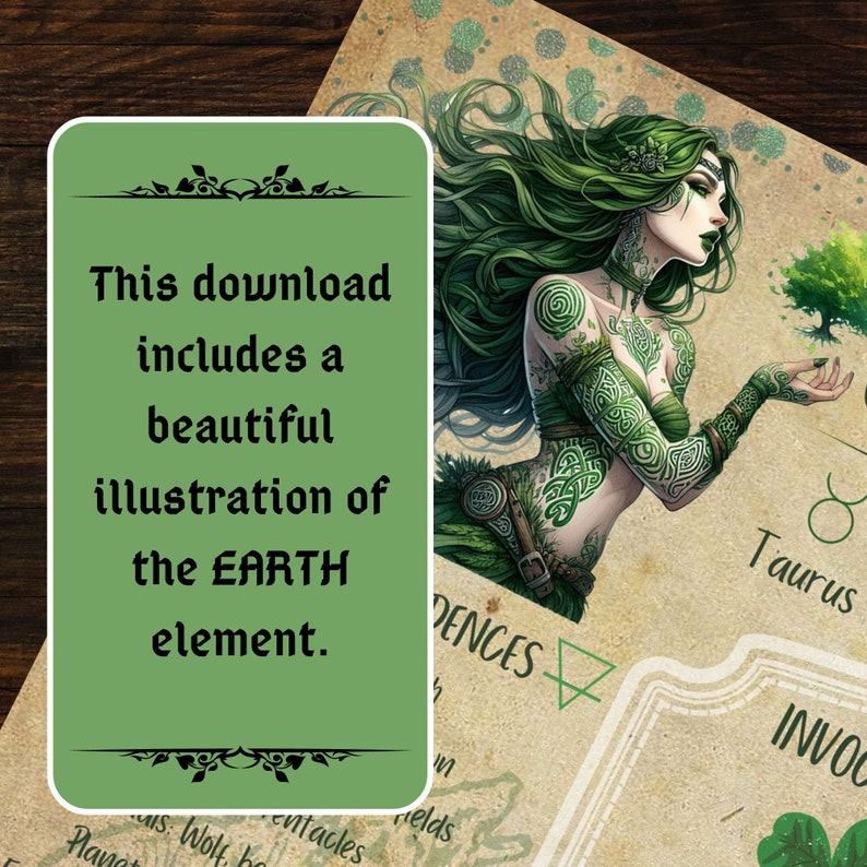 Earth Element Printable, Four Elements Wall Art, Wiccan Magic ...