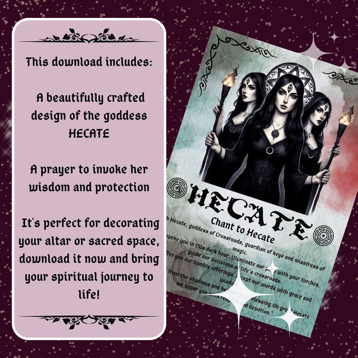 Hecate Goddess Printable, Triple Goddess Art, Sacred Space Decor, Pagan ...