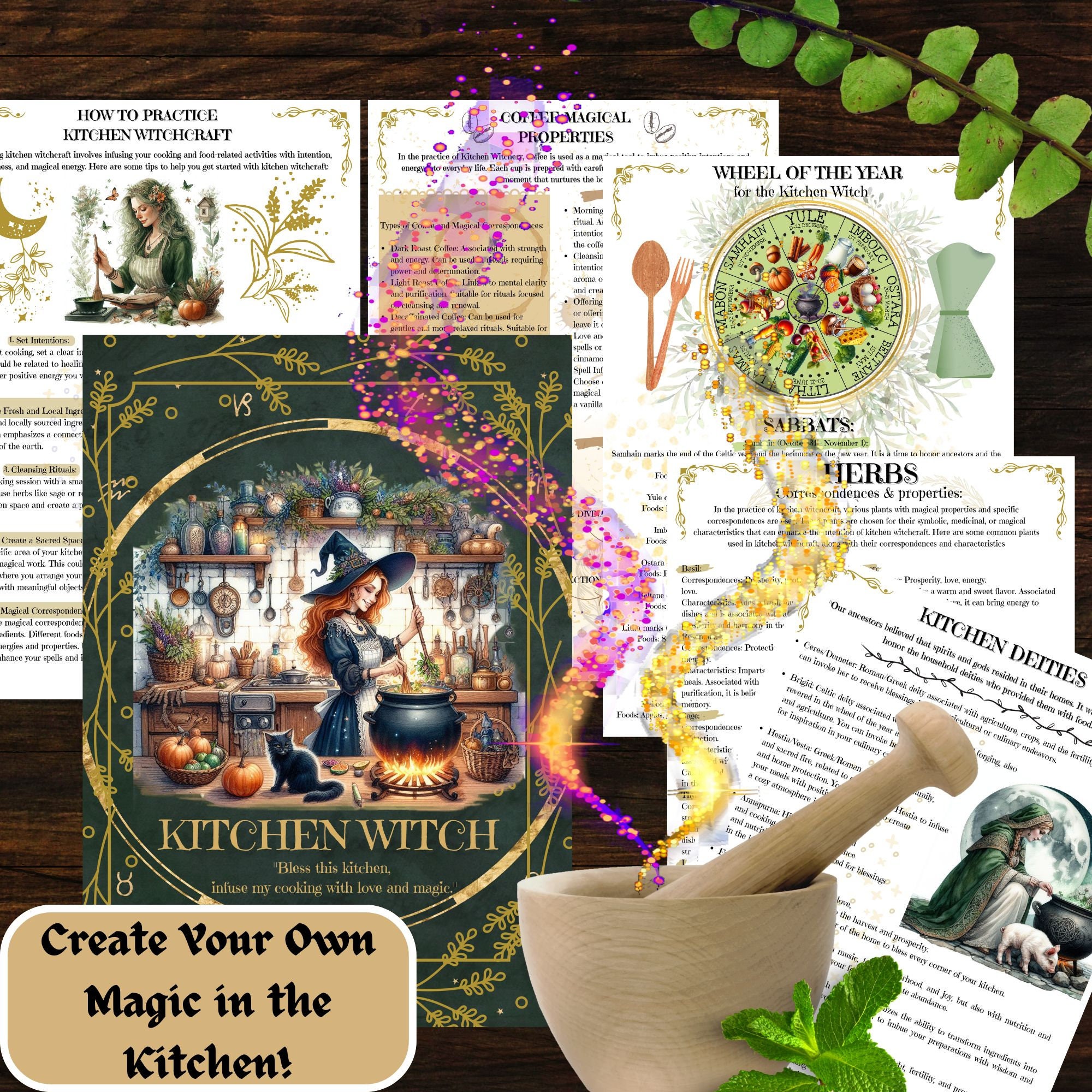 Kitchen Witch Printable Guide, Culinary Witchcraft Spell, Grimoire Page ...