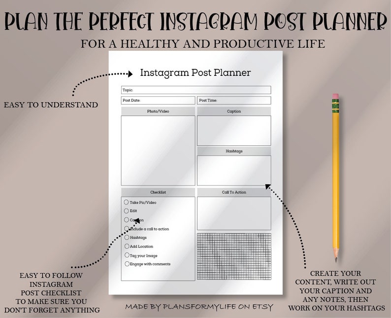 Instagram Post Planner Printable, Instagram Content Planner, Social ...