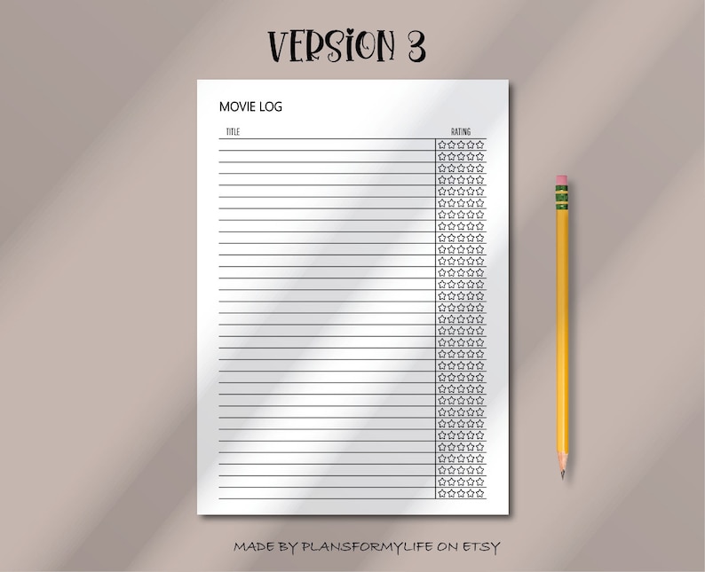 Movie Log Printable, Movies to Watch, Movie Log, Movies I've Watched ...