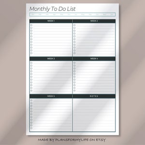 Monthly to Do List Printable, Monthly Task List Template, Monthly ...