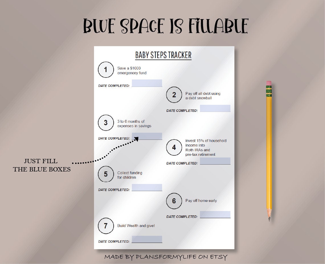 Baby Steps Tracker,baby Step Progress Tracker,baby Steps Printable ...