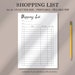 Printable Shopping List Template, to Buy List, Item Checklist, Shopping ...