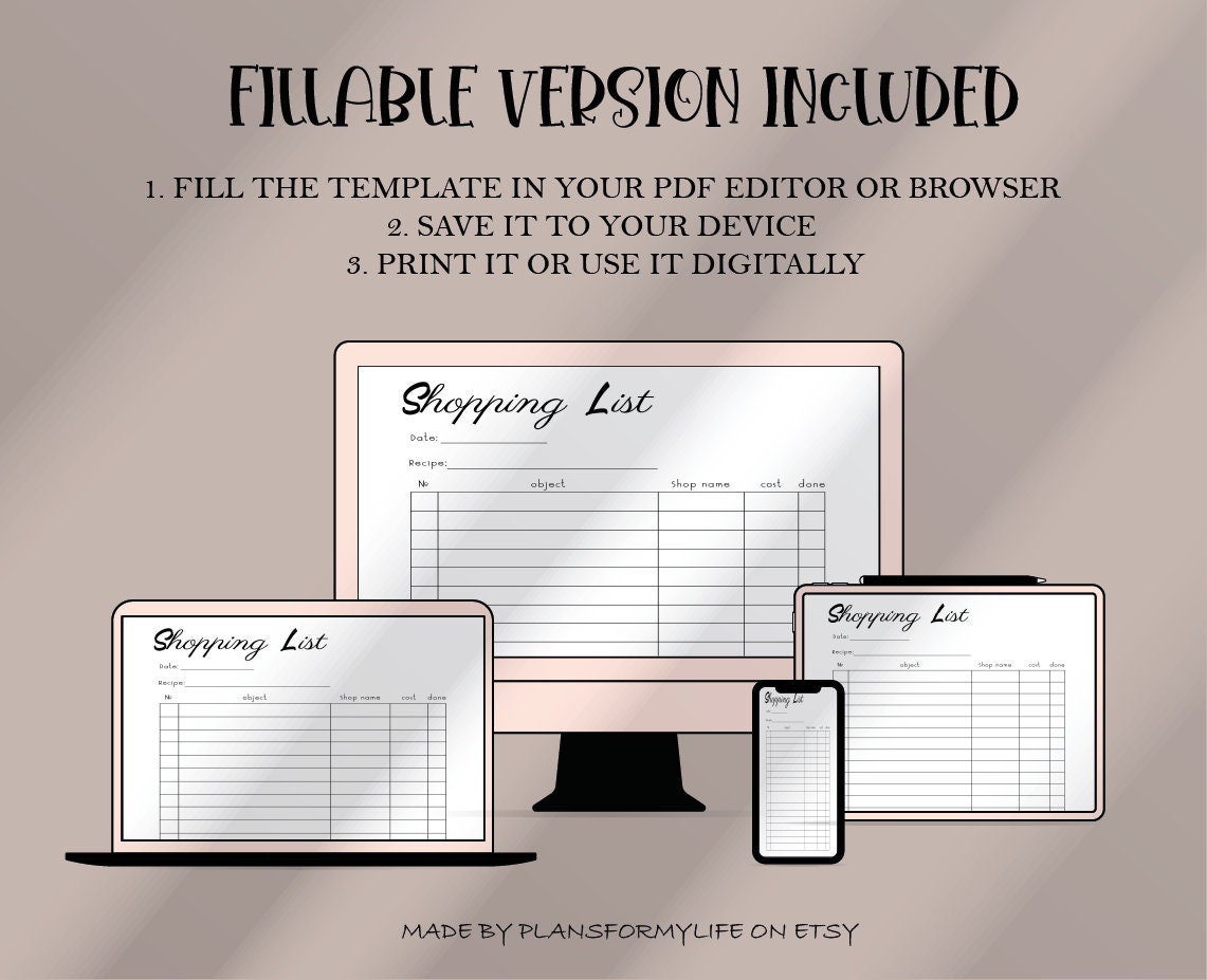Printable Shopping List Template, to Buy List, Item Checklist, Shopping ...