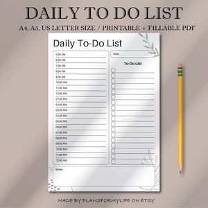 Daily to Do List Printable, Daily Task List Template PDF, Daily ...