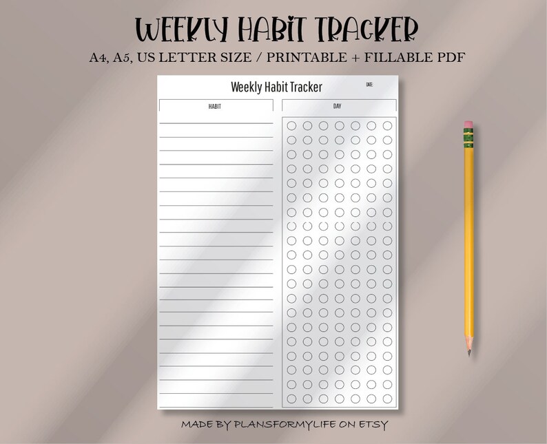 Weekly Habit Tracker Printable Habit Trackerhabit Tracker - Etsy