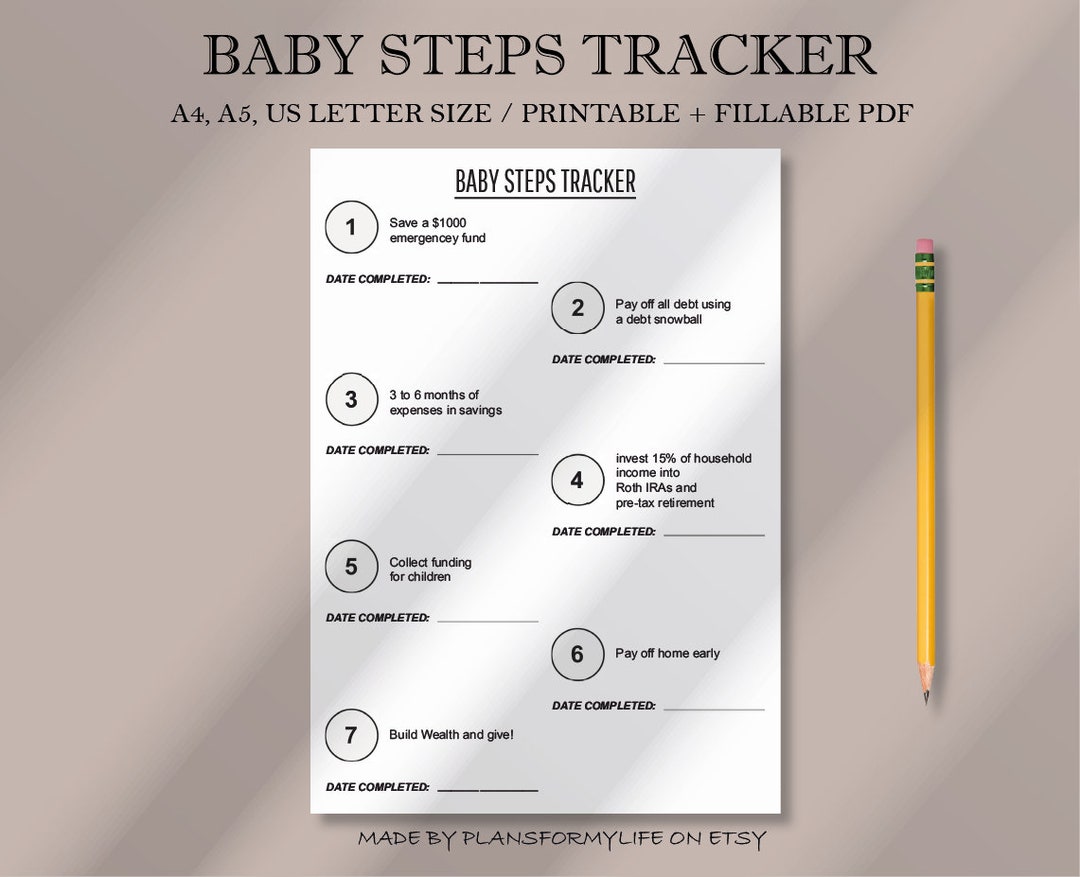 Baby Steps Tracker,baby Step Progress Tracker,baby Steps Printable ...