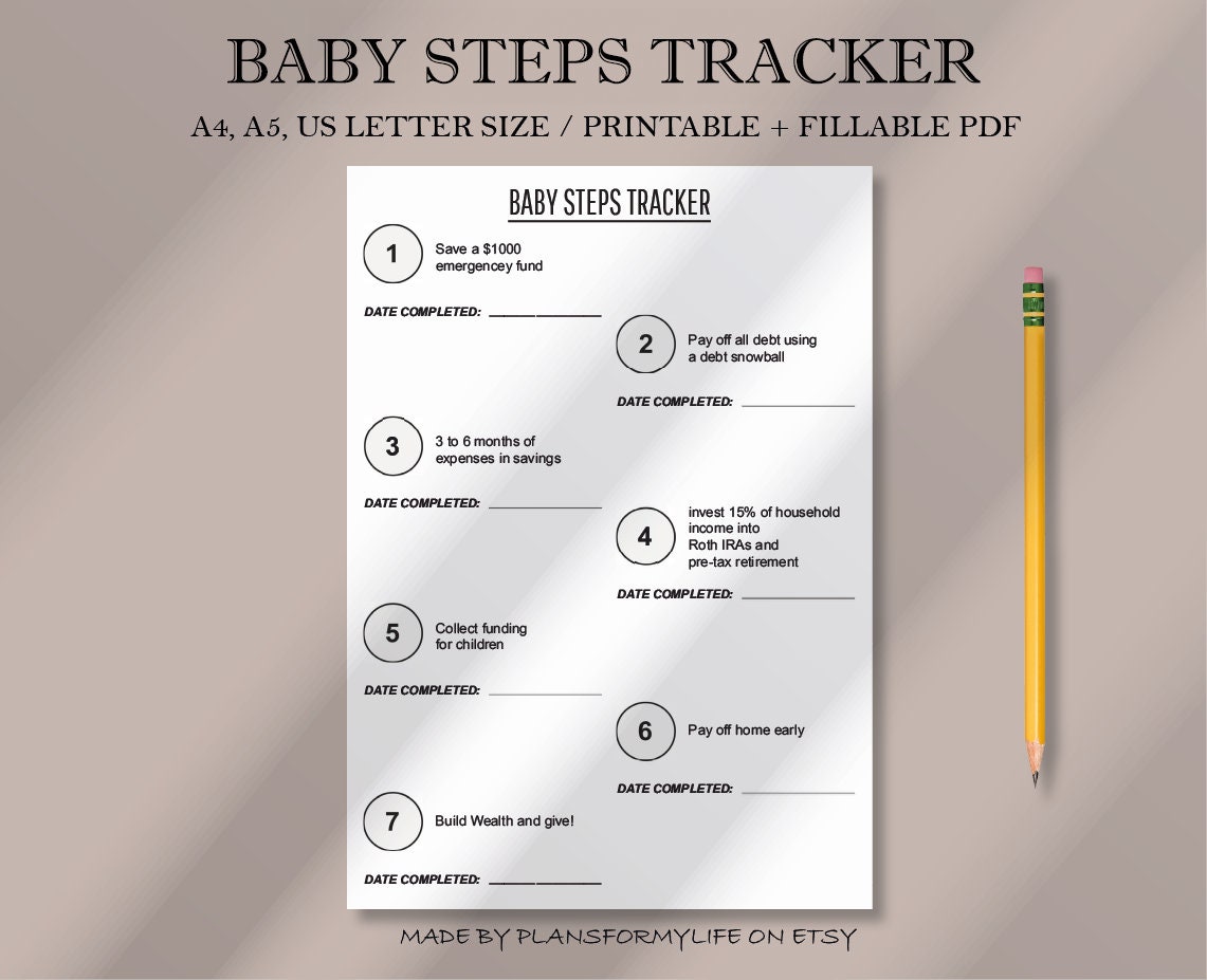 Baby Steps Tracker,baby Step Progress Tracker,baby Steps Printable ...