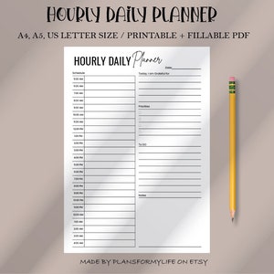 Hourly Planner Printable, Daily to Do List, Undated Daily Planner PDF ...