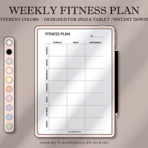 Digital Weekly Fitness Planner,workout Planner, Meal Planner, Vitamin ...