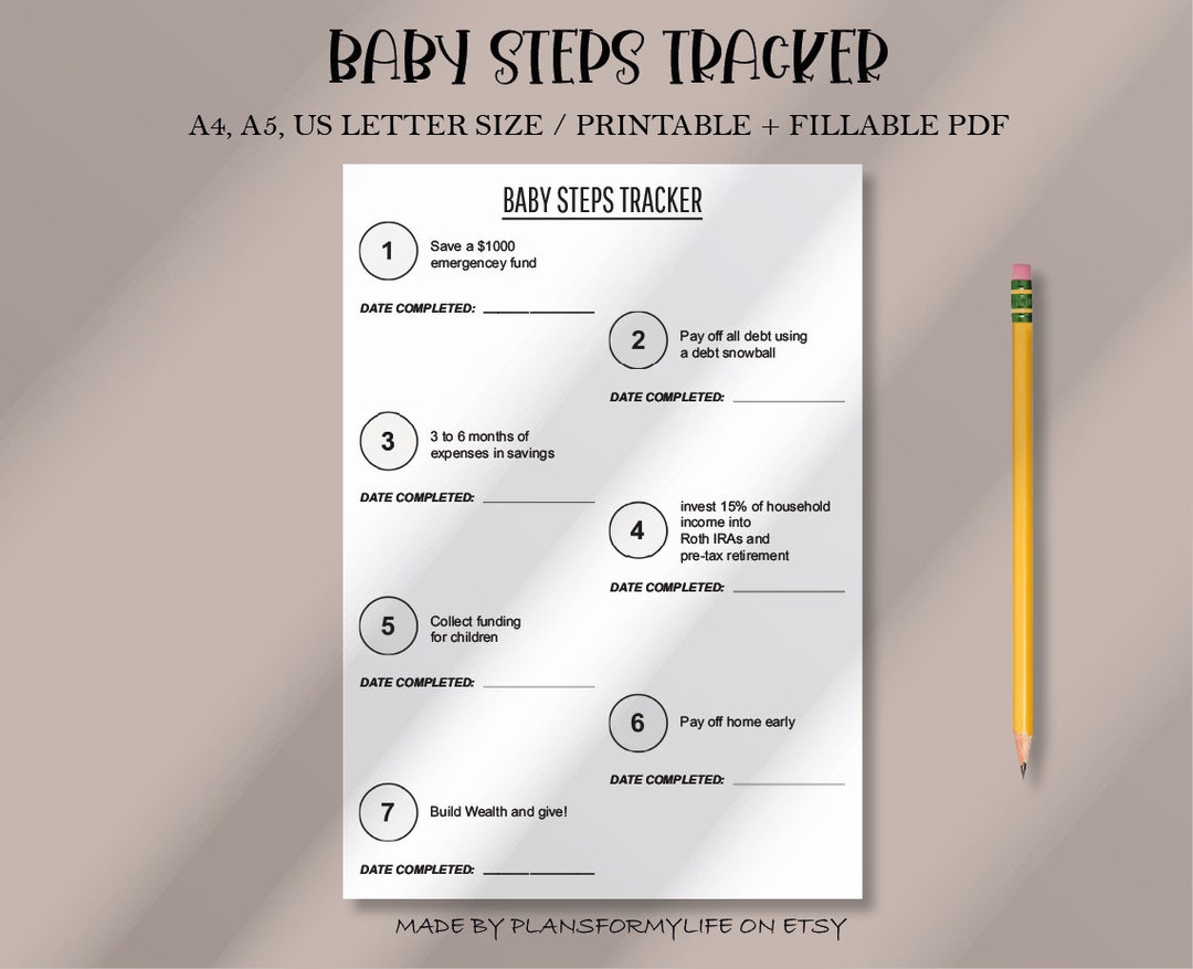 Baby Steps Tracker,baby Step Progress Tracker,baby Steps Printable ...