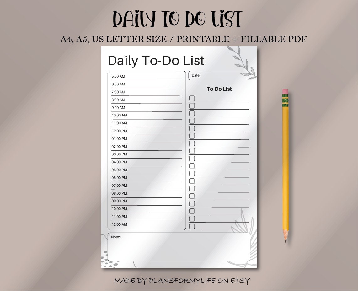 Daily to Do List Printable, Daily Task List Template PDF, Daily ...
