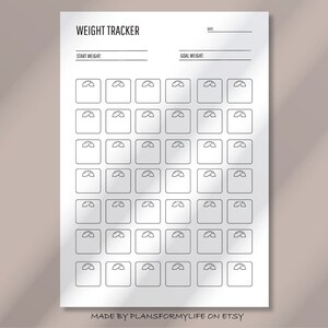 Weight Tracker Printable, Weight Loss Planner, Weight Goal Tracker, Weight Record Template, A4 ...