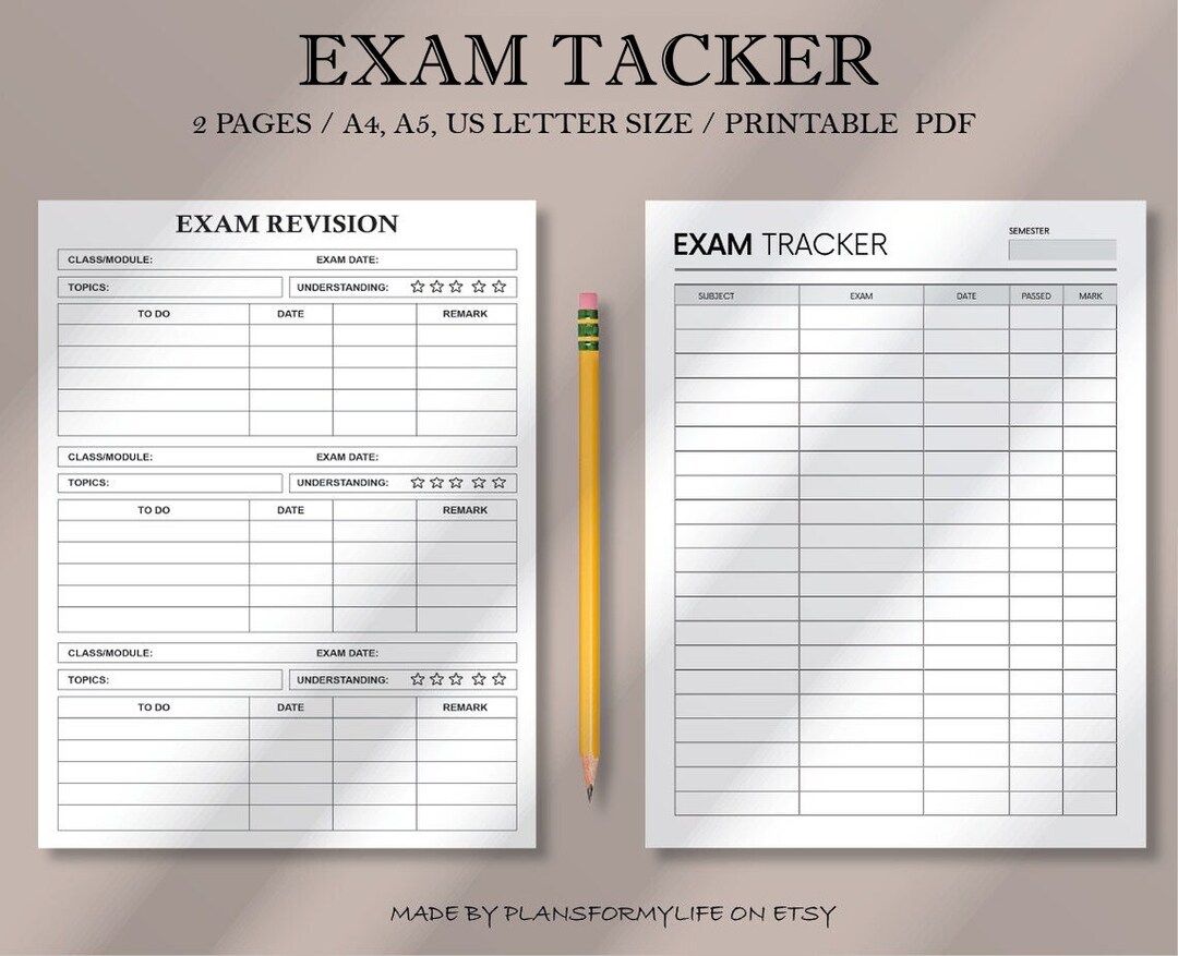 Exam Tracker Printable, Assessment Tracker Sheet, University Planner ...