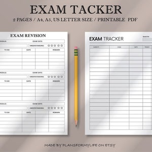 Exam Tracker Printable, Assessment Tracker Sheet, University Planner ...