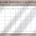 Blank Monthly Calendar Printable Landscape, Minimalist Calendar ...