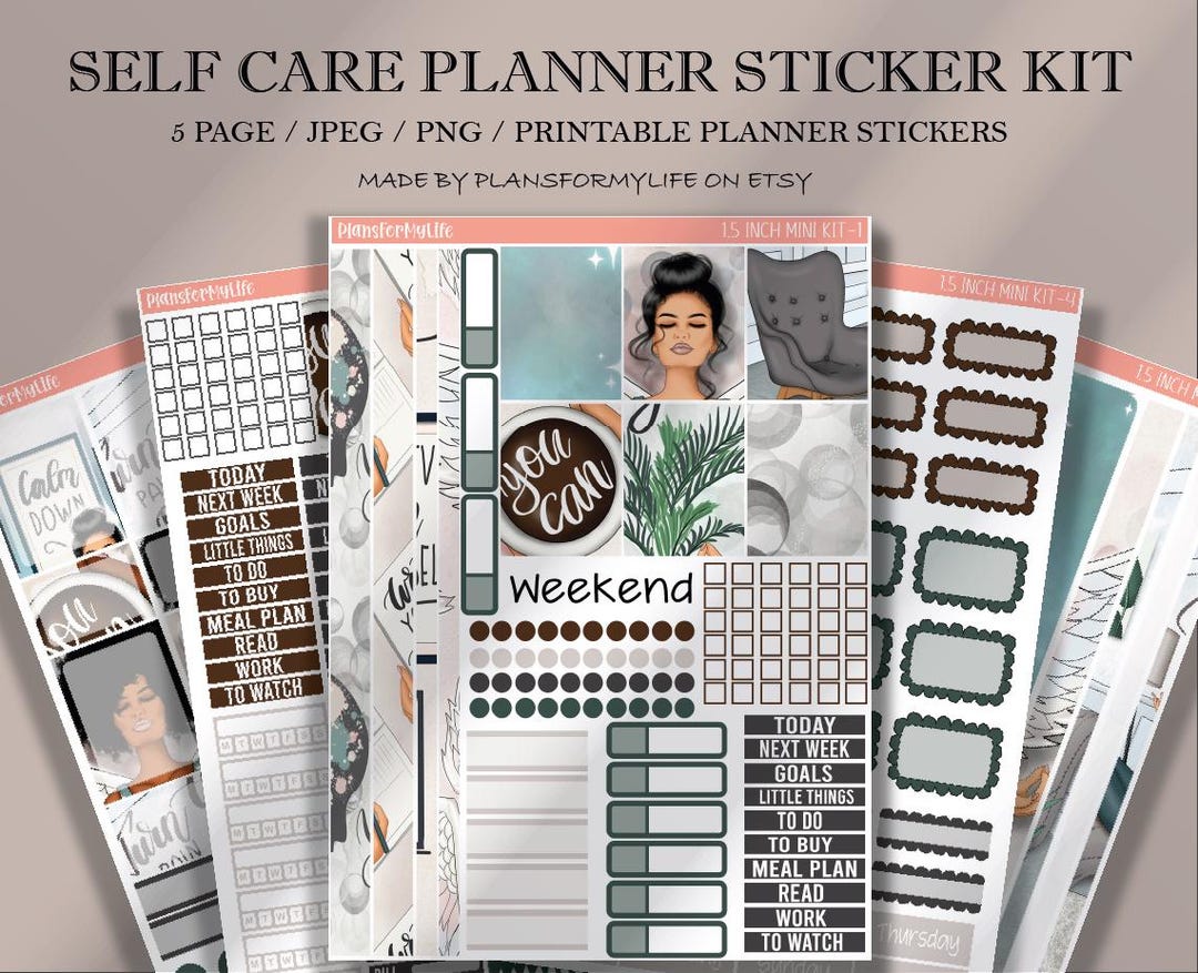 Self Care Printable Planner Stickers, Mental Health Planner Stickers ...