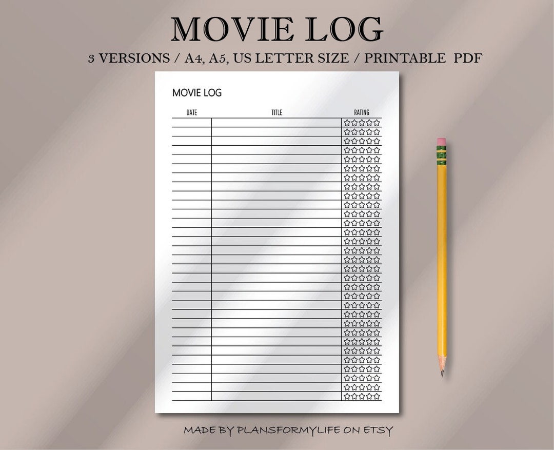 Movie Log Printable, Movies to Watch, Movie Log, Movies I've Watched ...