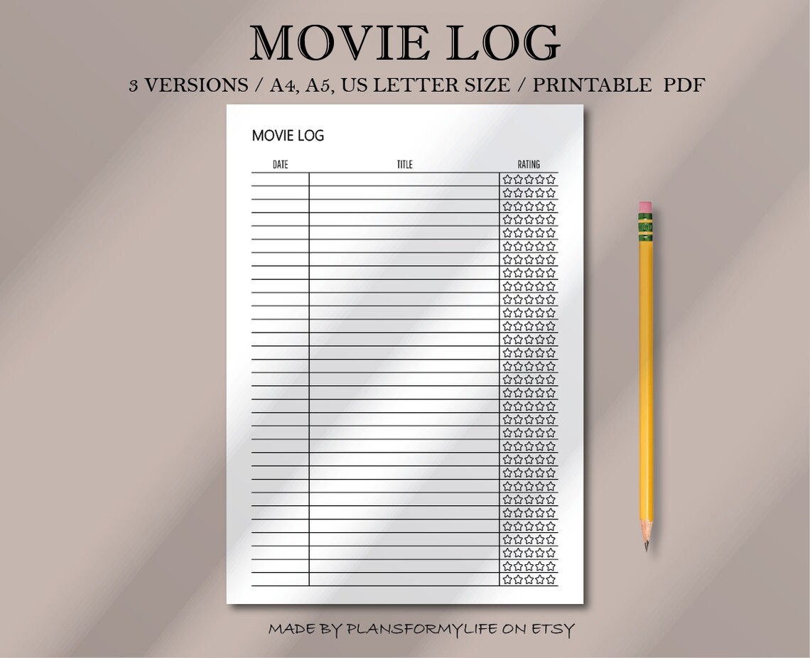 Movie Log Printable, Movies to Watch, Movie Log, Movies I've Watched ...