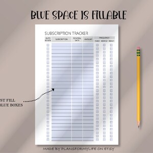 Subscription Tracker Printable, Membership Checklist, Expense Tracker ...