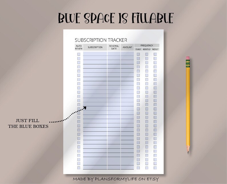 Subscription Tracker Printable, Membership Checklist, Expense Tracker ...