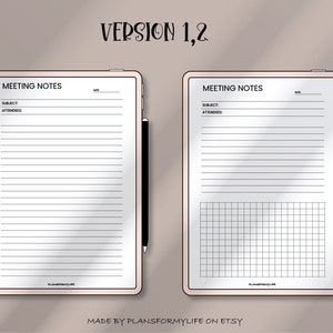 Digital Meeting Notes Templates, Meeting Records, Professional Work ...