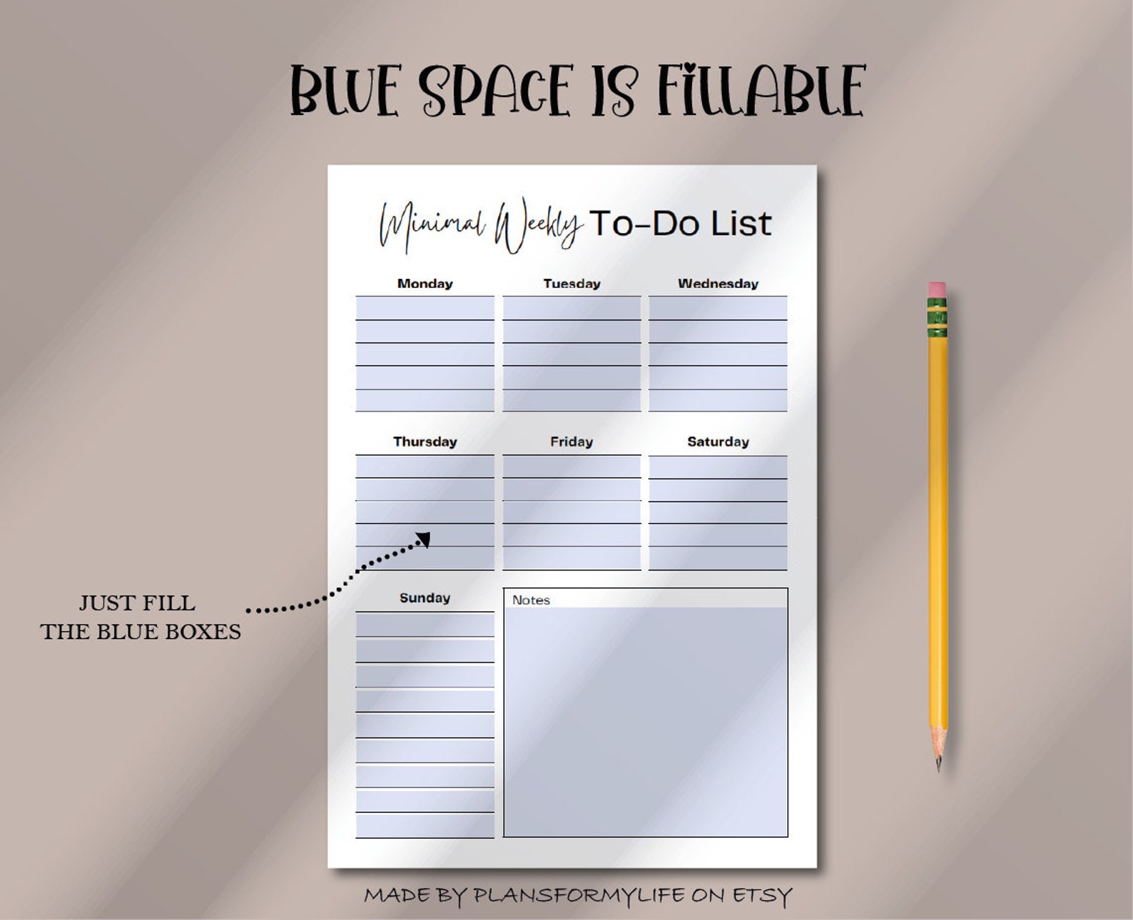 Minimal Weekly to Do List Printable, Weekly Task List Template, Weekly Planner, Productivity ...