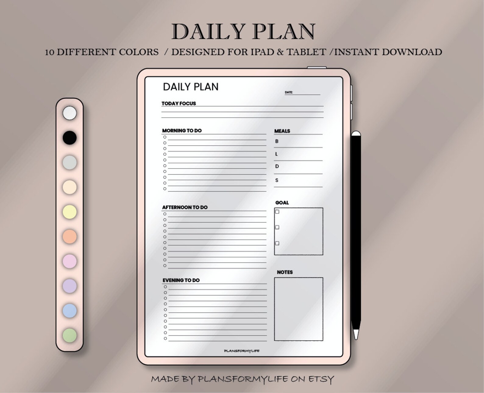 Digital Daily Planner, Daily to Do List, Daily Task List Template ...