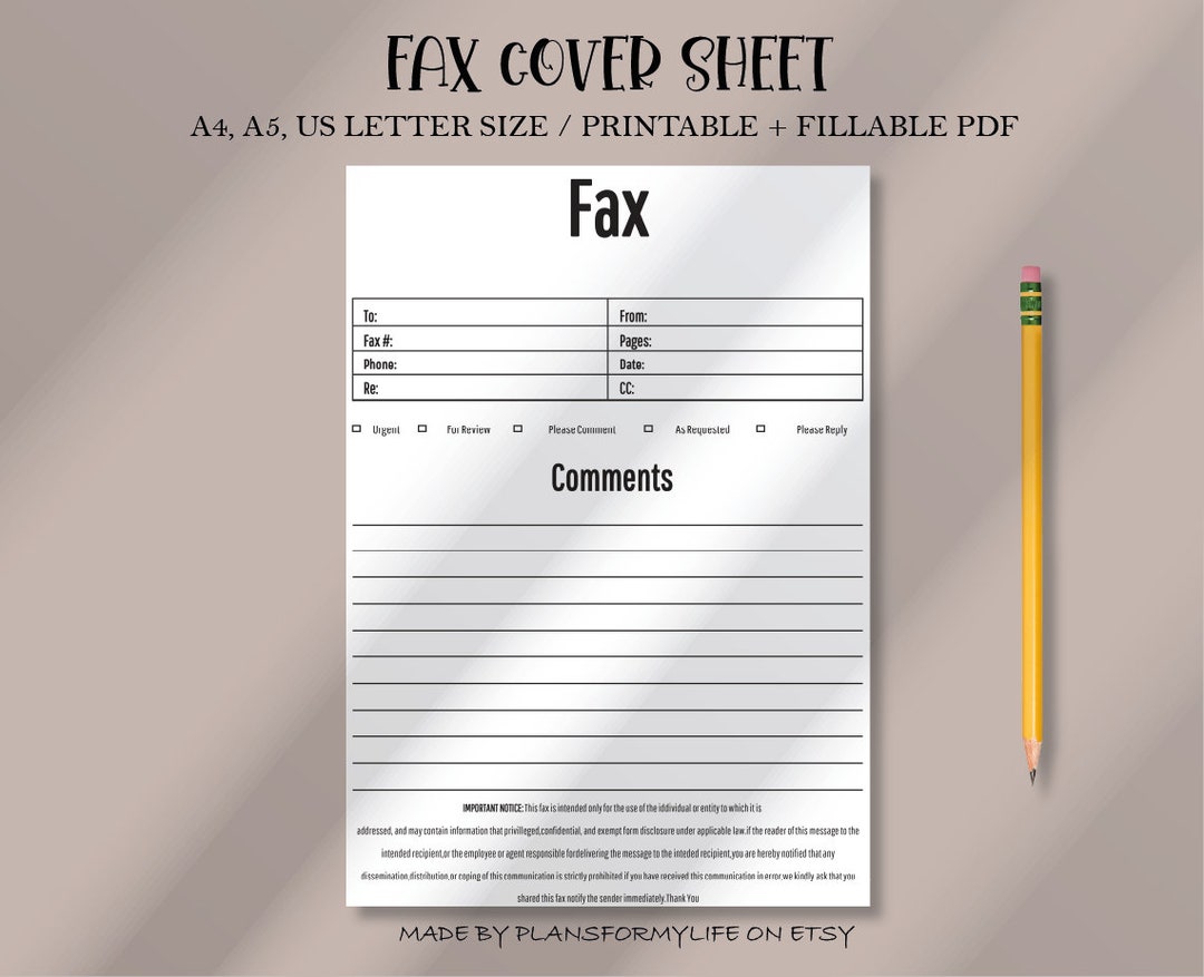 Fax Cover Sheet Printable Fax Transmittal Small Business - Etsy