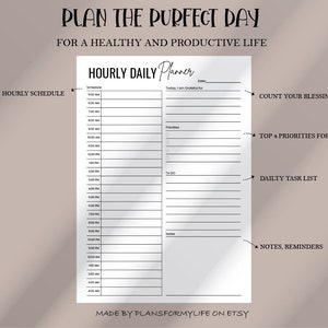 Hourly Planner Printable, Daily to Do List, Undated Daily Planner PDF ...
