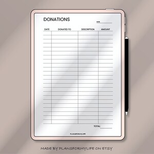 Donation Tracker, Tithe Tracker, Giving Log, Charitable Donations ...