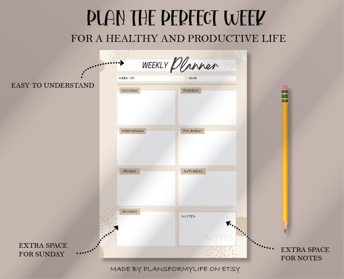 Weekly Planner Printable , Minimalist Weekly Schedule, Week at a Glance ...