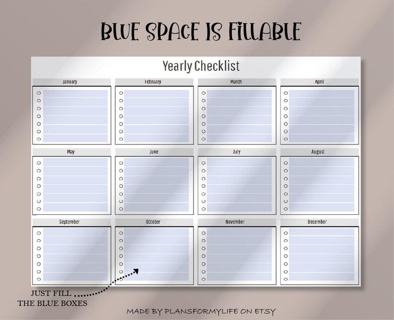Yearly Checklist Printable Landscape Yearly Tasks List - Etsy